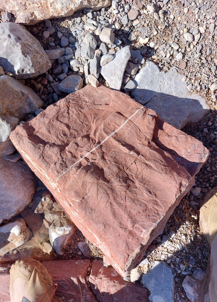 Found a square rock with a quartz vein running through the center - 9GAG