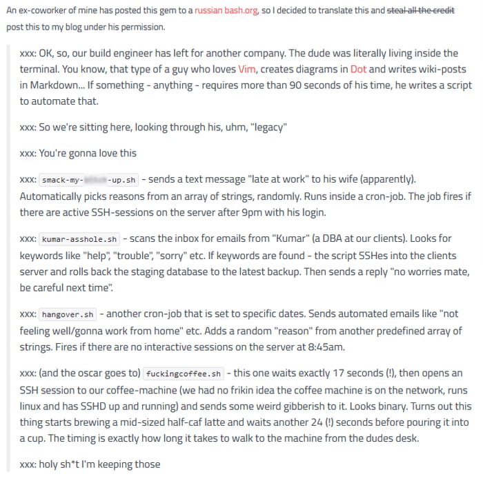 I use vim, but never automate my life like this. - 9GAG