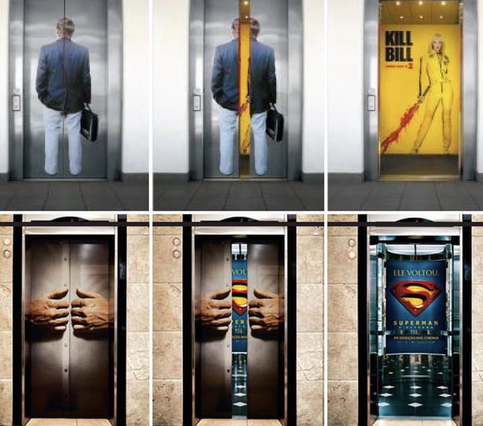 Superman & Kill Bill elevator ads - 9GAG