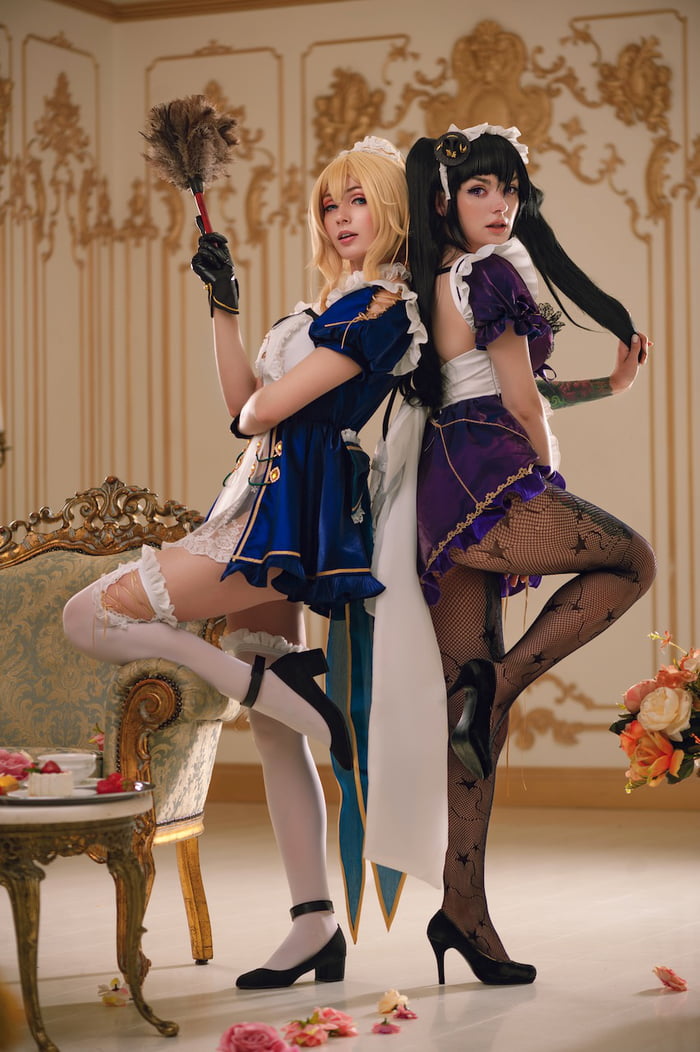 Maid Jean and Mona from Genshin Impact cosplay - 9GAG