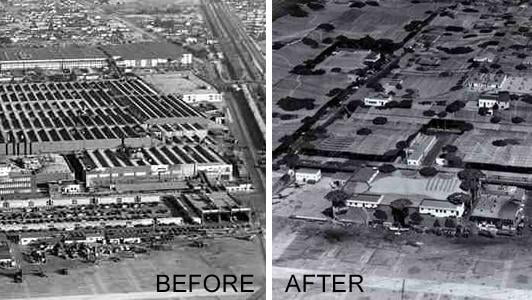 Camouflage over the Lockheed Aircraft plant in Burbank, CA during World ...