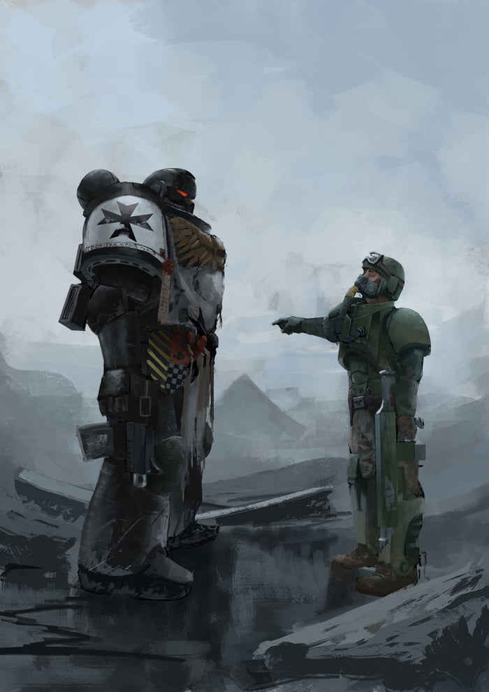 Fan art of one brave soldier giving advice to a machine of war - 9GAG