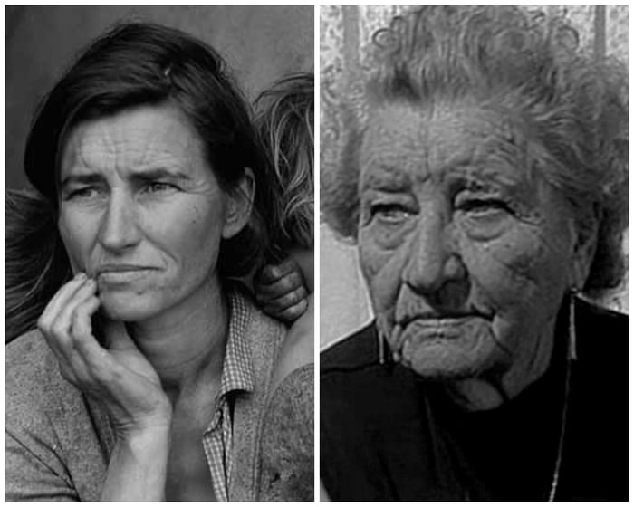 Migrant Mother aka Florence Owens Thompson — (left) 1936 and (right ...