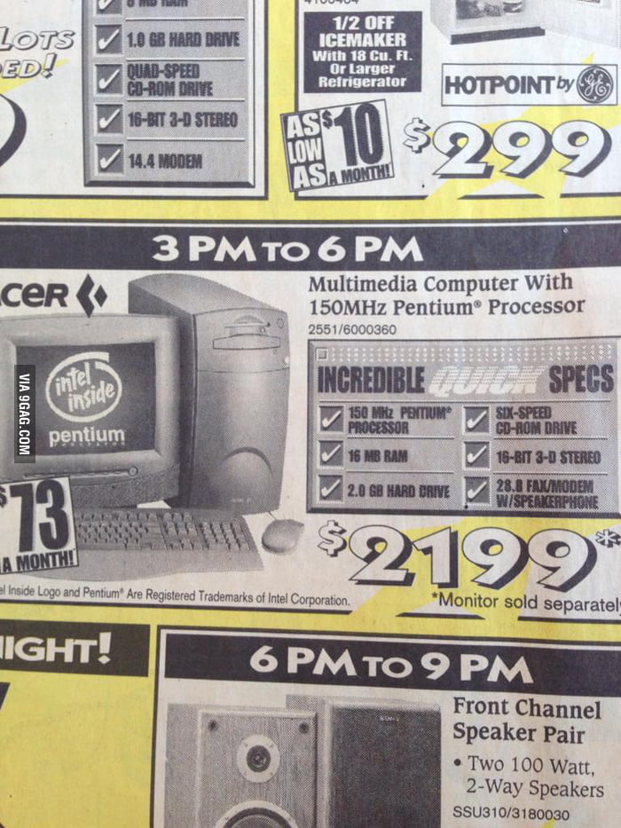 A computer ad from a 1996 newspaper... We've gotten pretty darn far. - 9GAG