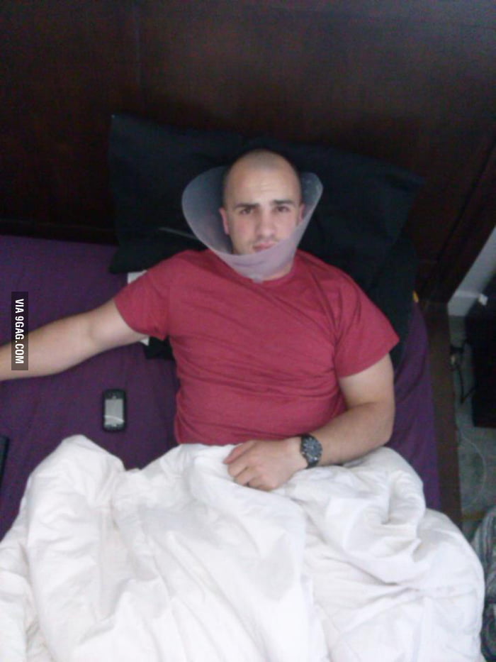 Part of the Dr's post-op instructions to minimize licking - 9GAG