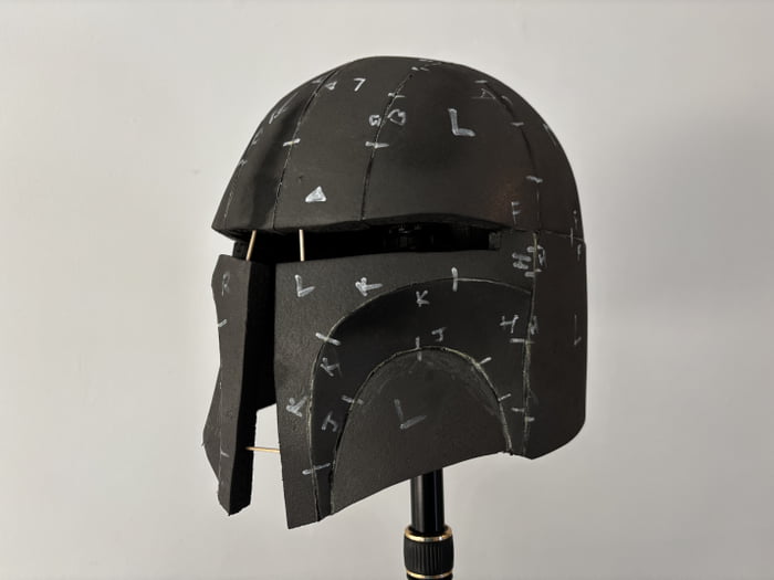 My first attempt at making a Mandalorian helmet. Work in progress. More photos in comments. - 9GAG