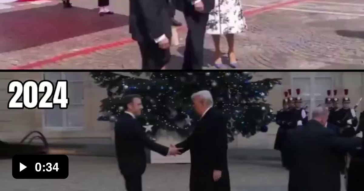 The Trump and Macron handshake battle has received yet another update ...