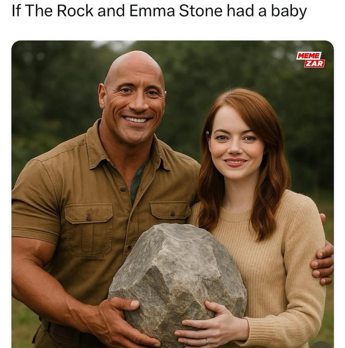 The Rock and Emma Stone's baby is quite literally a rock, a clever ...