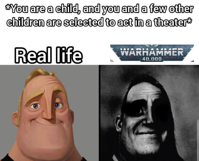 Child acting in real life vs. the grimdark future. - 9GAG