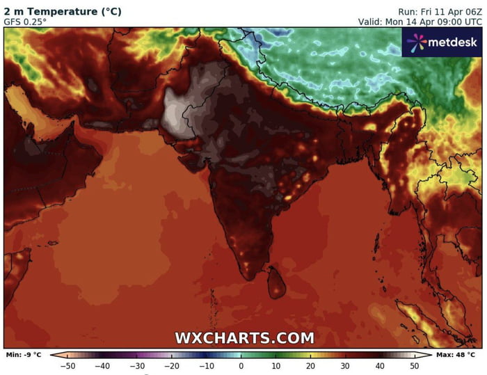 50°C in India and Pakistan yesterday (that is 122 degrees Fahrenheit ...