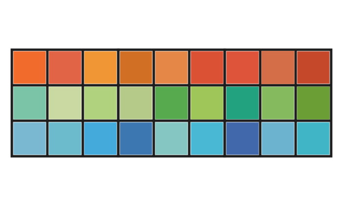 The main RGB Color of each starter in every generation - 9GAG