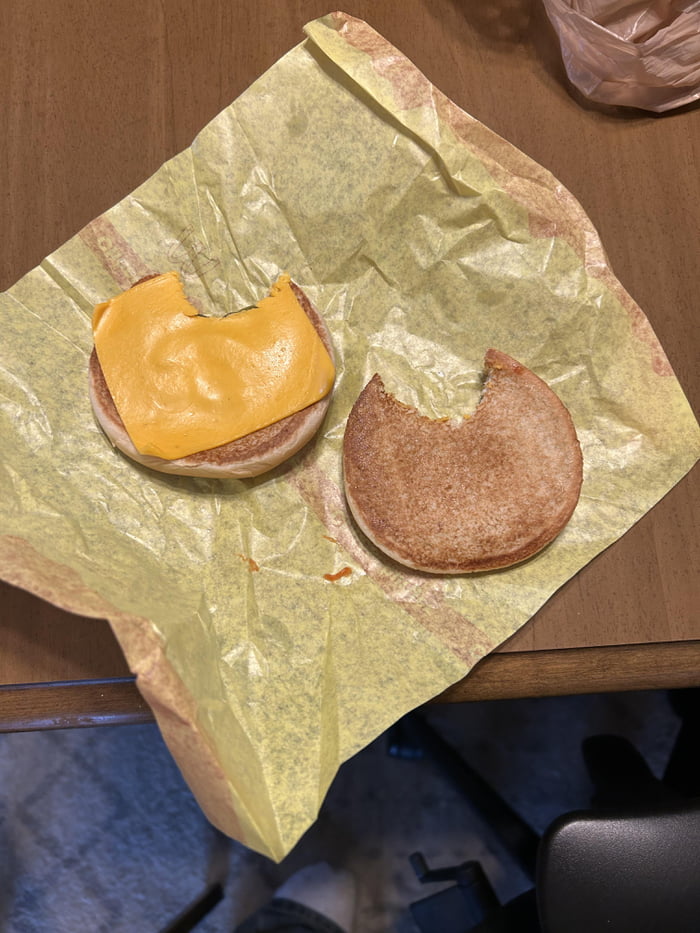 A missing patty / from a mcdonalds order / a sad cheese sandwich. - 9GAG