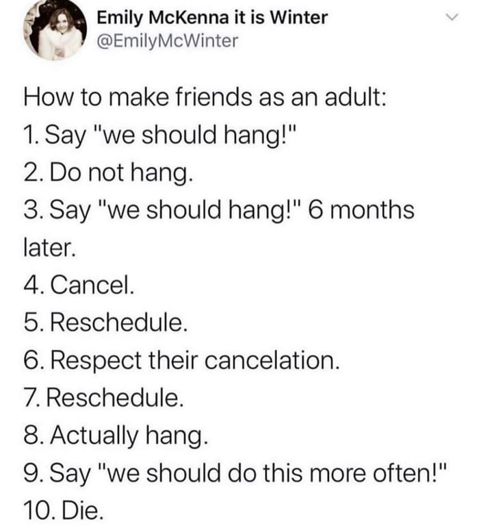 Making friends as an adult: A step-by-step adventure. - 9GAG