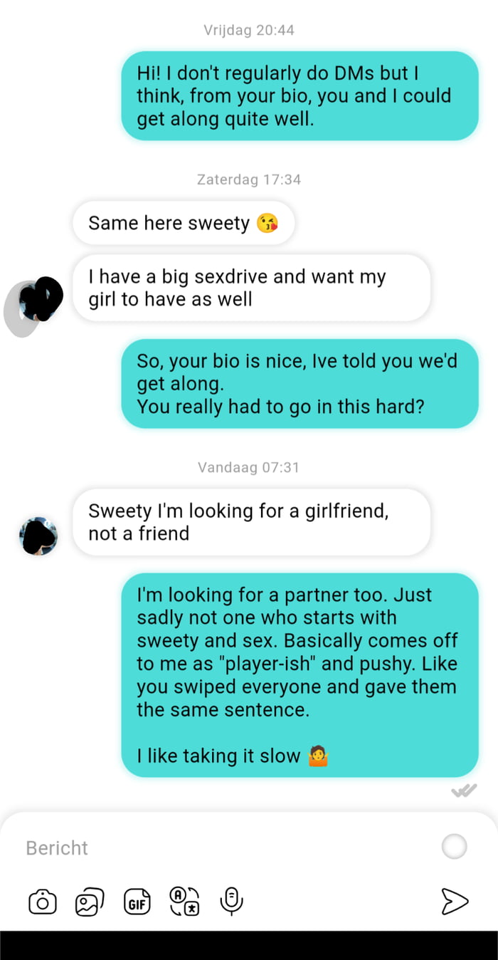 Finally someone with lots in common and send a straight dm saying we'd likely get along. Fun - 9GAG