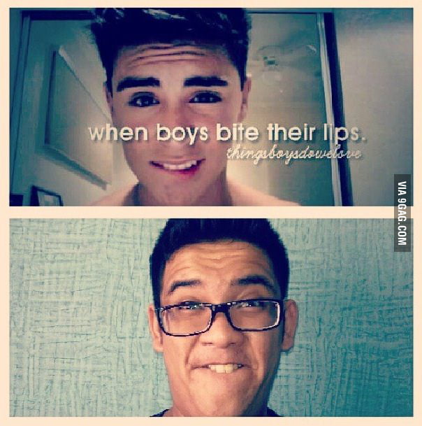 When boys bite their lips .. - 9GAG