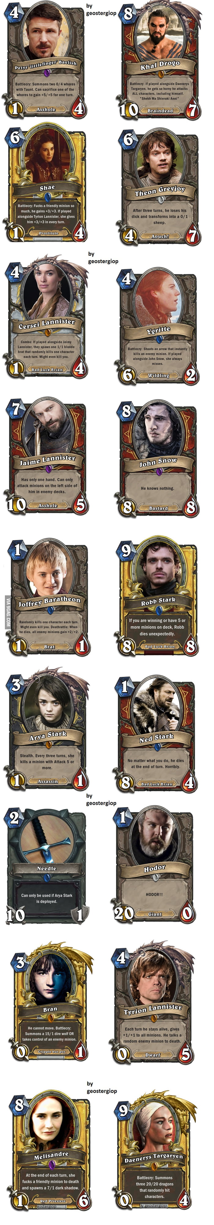 A Game of Thrones Hearthstone Deck - 9GAG