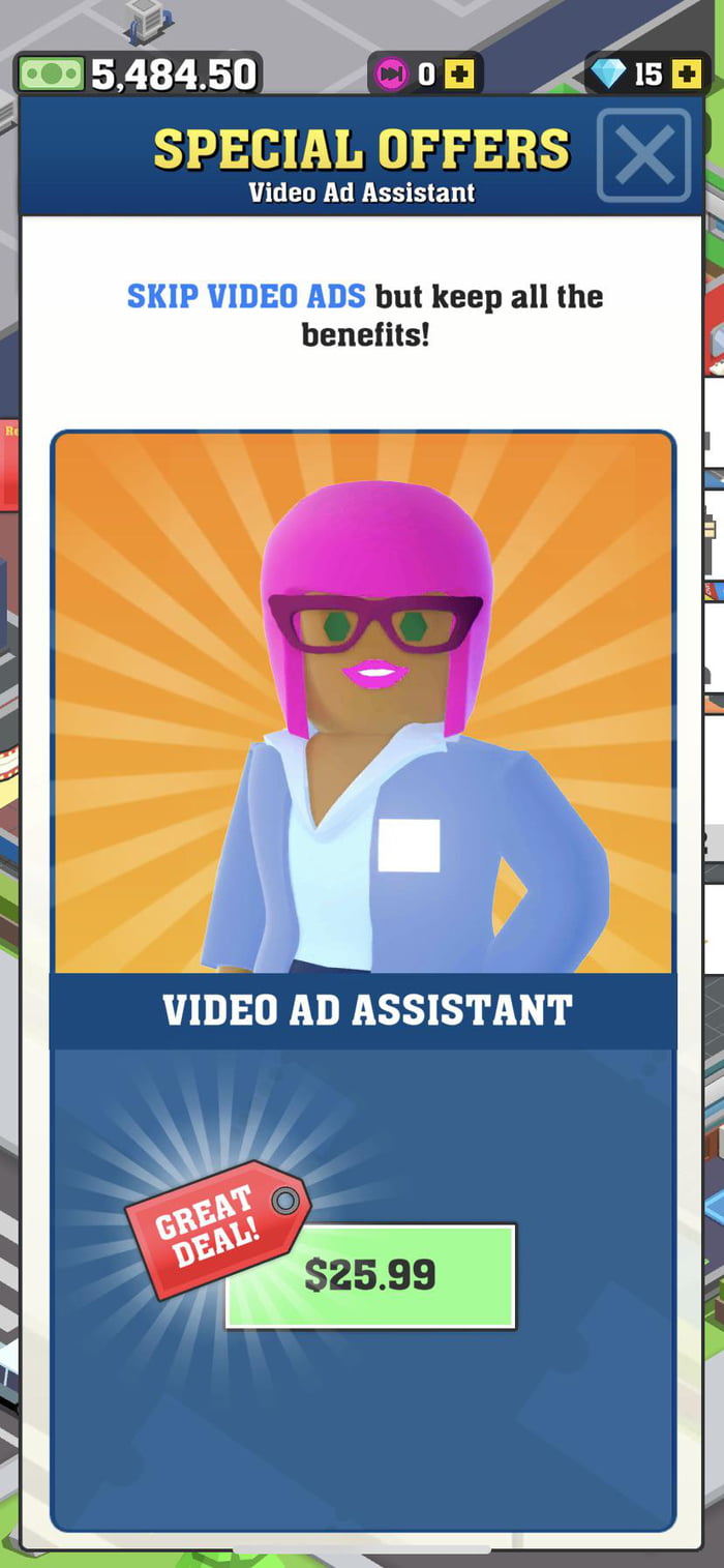 They disabled the close button on this screen, so either buy the ...