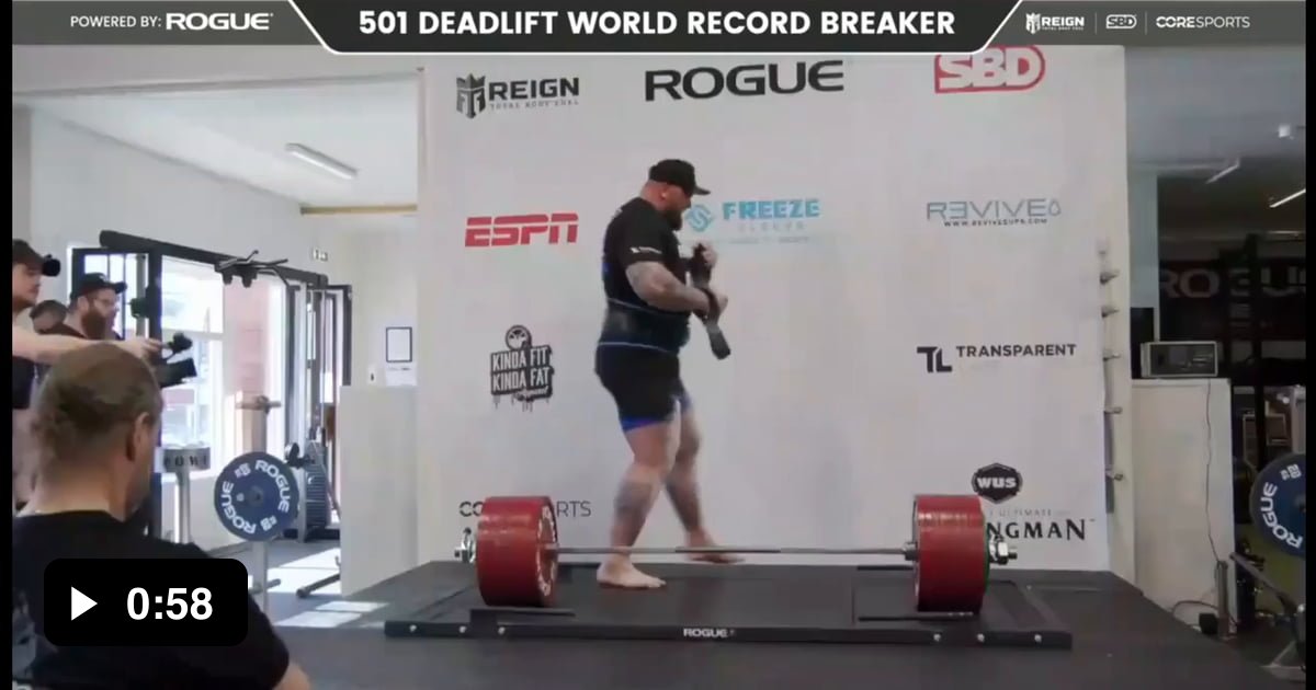 Thor Bjornsson (The Mountain) breaks the deadlift World Record with 501 ...