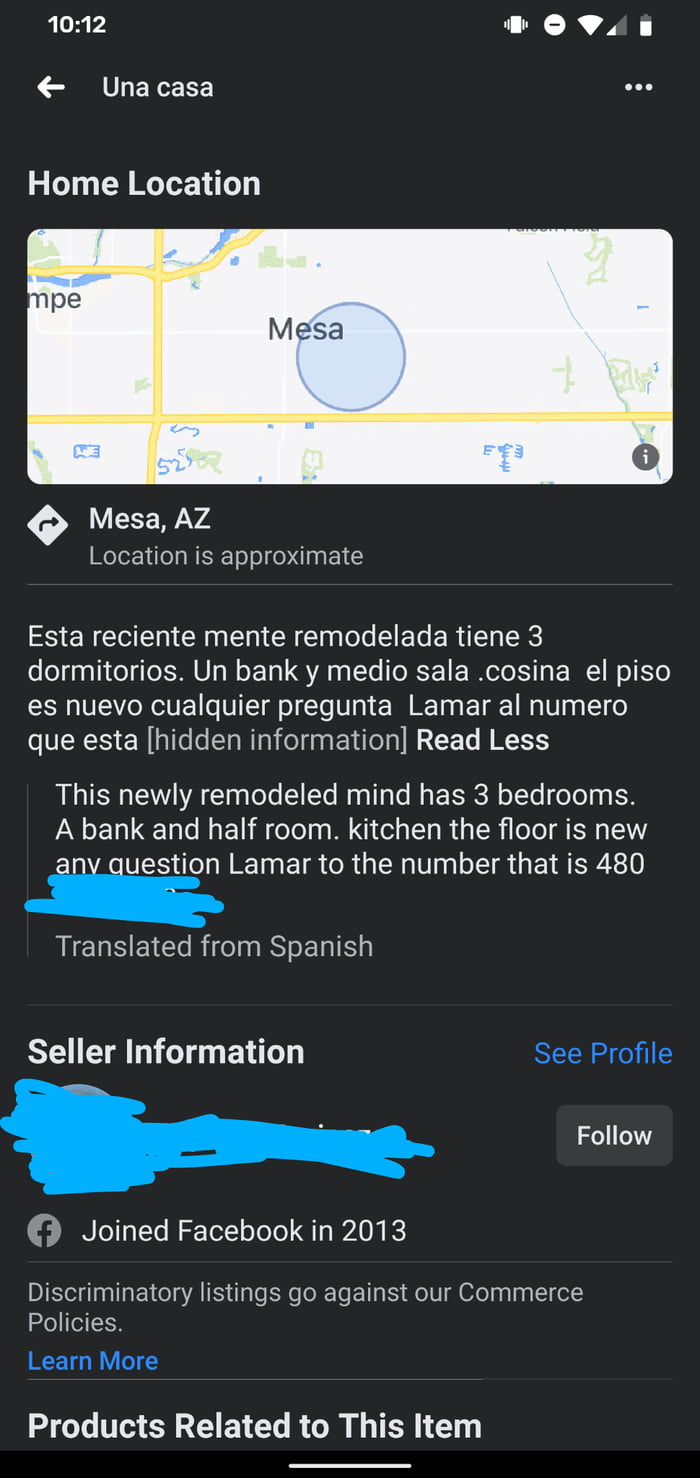 FB redacts phone numbers from Marketplace posts, but the phone number ...