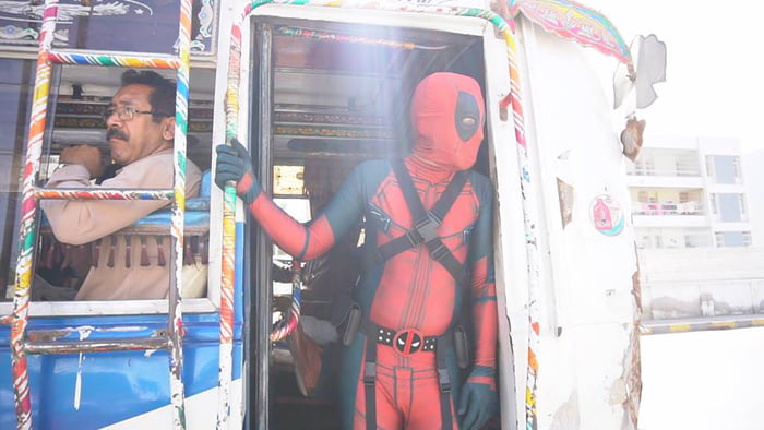 Deadpool spotted riding a bus in Karachi - 9GAG
