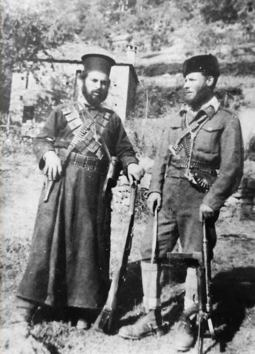 Warrior Priest, member of the Greek resistance, with fellow partisan c ...