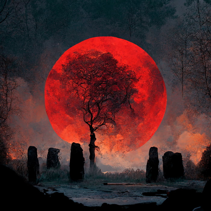 Ai Generated Landscape (Blood Moon) - 9GAG
