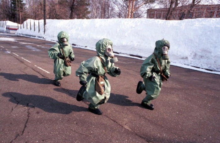 Soviet preschoolers running around wearing a full-on NBC suit and ...