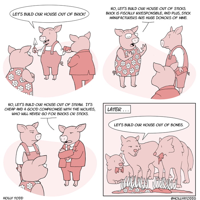 And the wolves huffed and they puffed and they blew the house down. - 9GAG