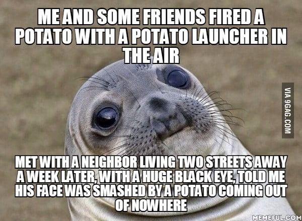 Cloudy with a chance of falling potatoes. - 9GAG