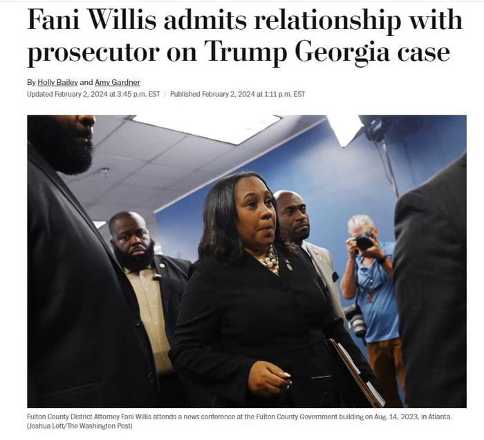 ATLANTA — Fulton County District Attorney Fani T. Willis (D) admitted ...