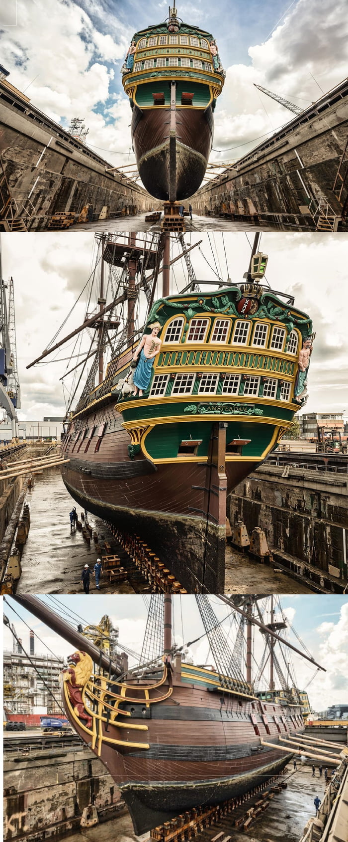 VOC Ship 'Amsterdam' Replica in a dry dock. - 9GAG