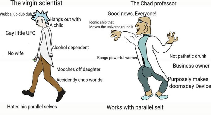 The virgin scientist VS The Chad Professor - 9GAG