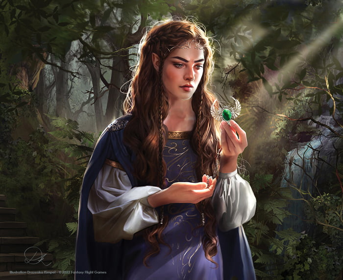 'Resolute' - Arwen admires Elfstone in the woods of Lothlorien, by ...