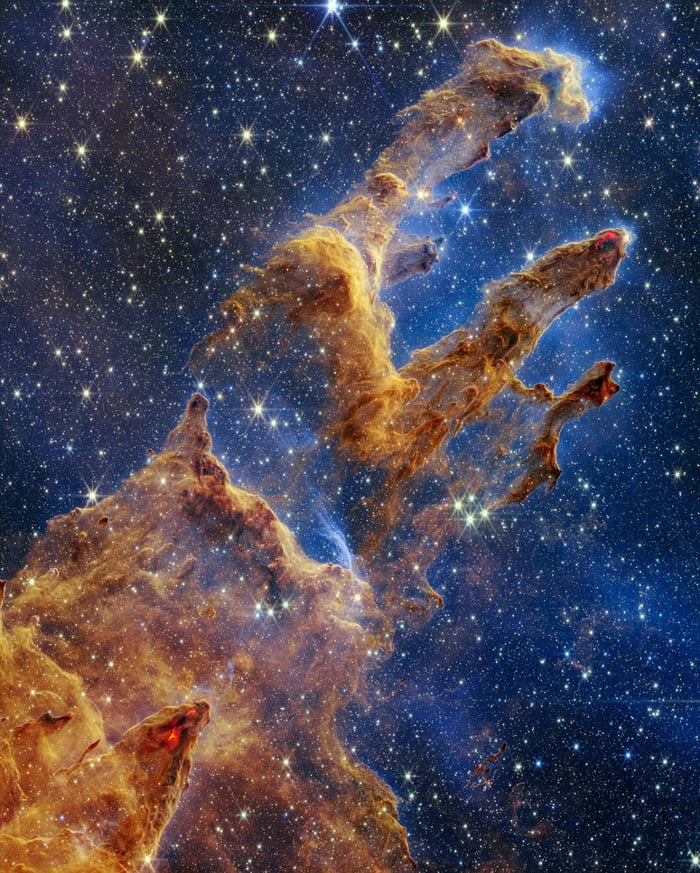 James Webb Version of "Pillers of creation" part of eagel nebula. - 9GAG