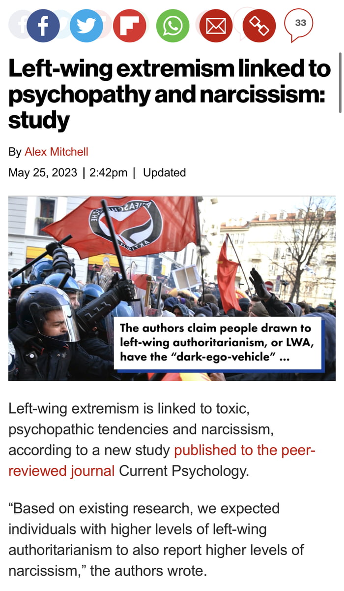 Science confirming what we already knew. Left wingers are narcissistic ...