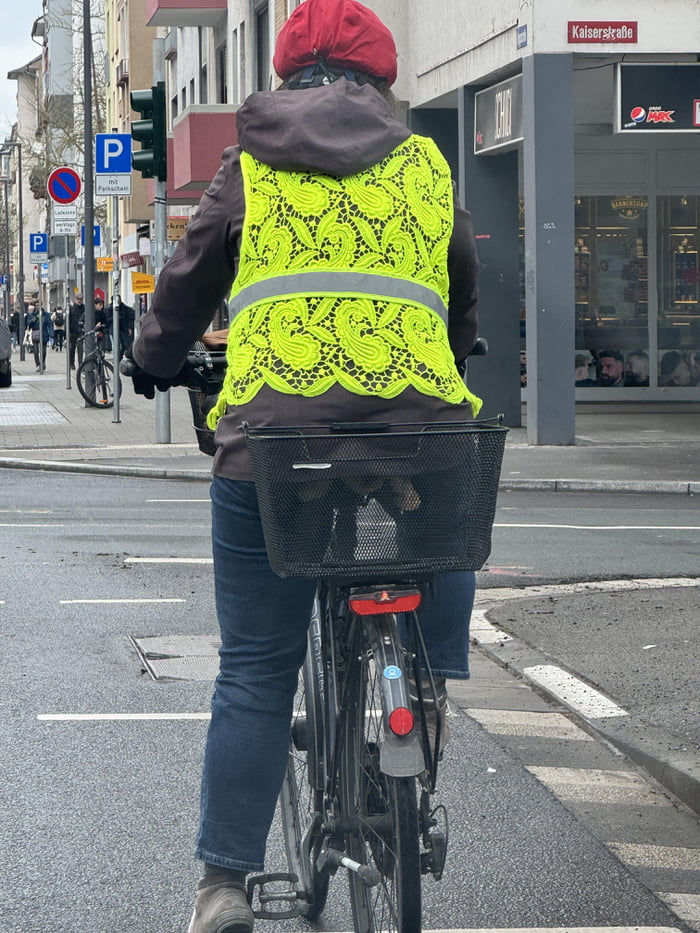Lady with lace safety vest - 9GAG