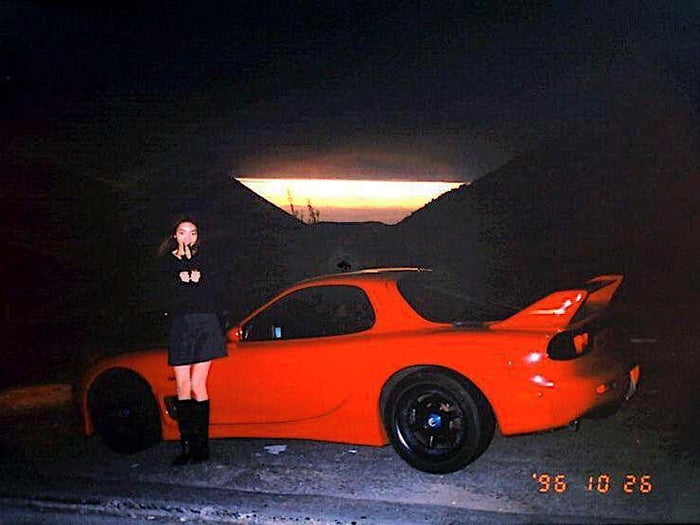 Japanese girl with her Mazda RX7, 1990s - 9GAG
