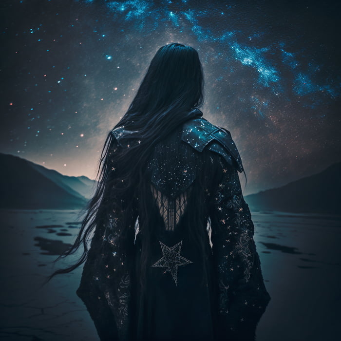 Sharing AI art from VN "Alien". Today's piece: "The stars are all i ...