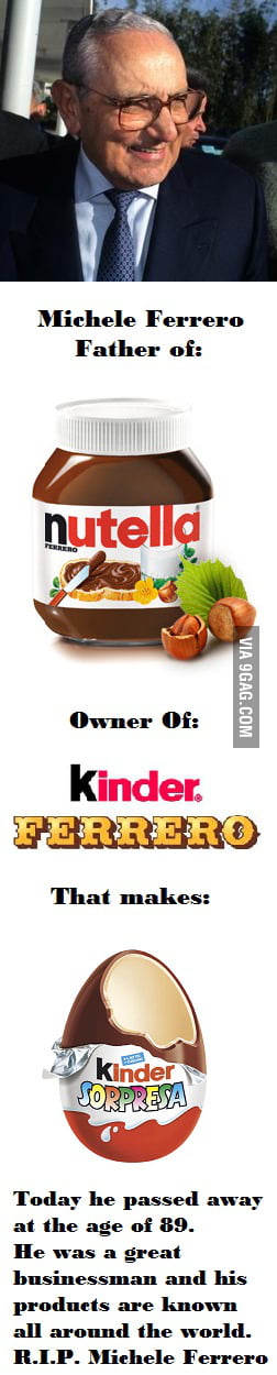 RIP Michele Ferrero (Father of Nutella) - 9GAG