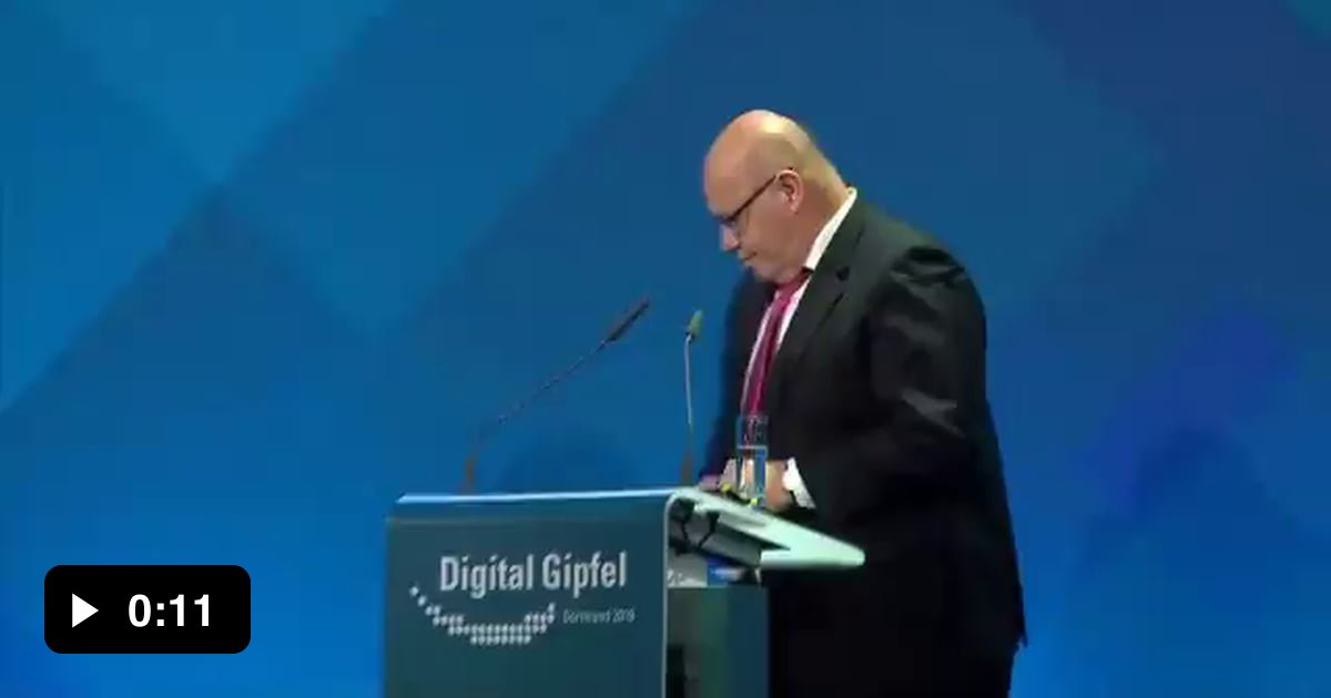 German economy minister falls of stage at digital summit - 9GAG