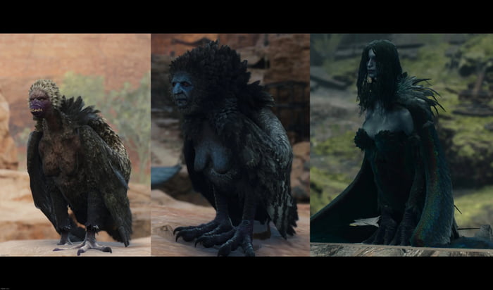 Why are the Ugly Harpies have exposed bewbies but not the Hot one!? Now ...