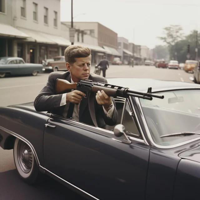 JFK with a gun - 9GAG