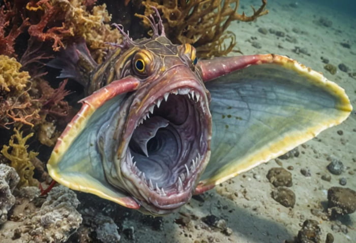 A photo of a Sarcastic fringehead fish - 9GAG