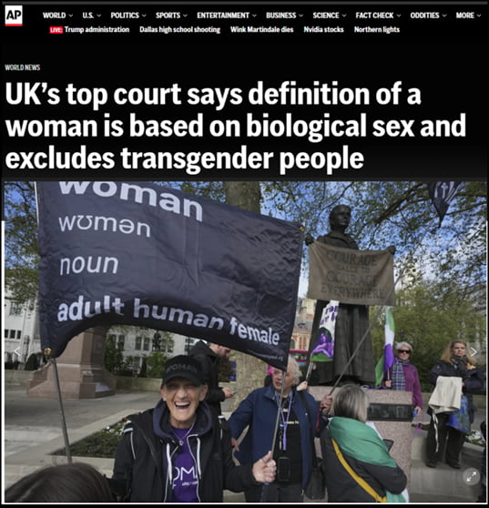 Uks Top Court Defines Woman As Biological Sex 2025 Apr 16
