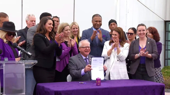 Tim Walz after dedicating a highway to Prince using purple ink - 9GAG