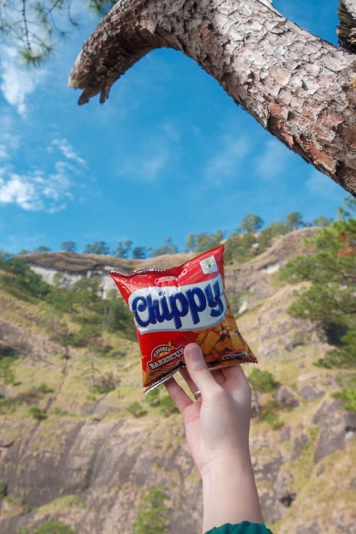 Inflated bag of chips after hiking 1,000+ m elevation gain - 9GAG