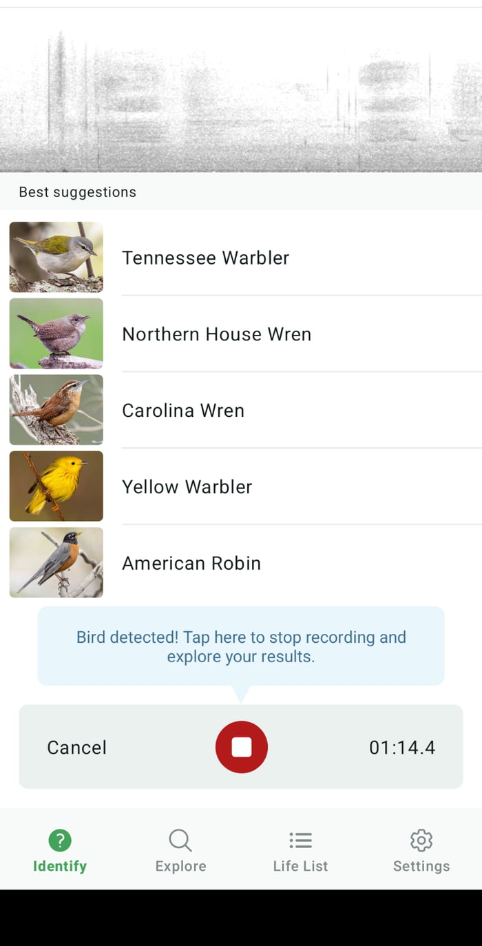 I have an app on my phone that identifies birds by their call. One ...