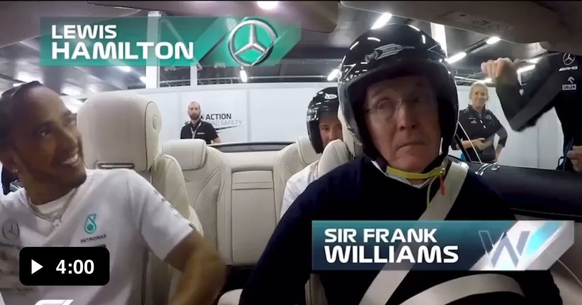F1 champion Lewis Hamilton takes Sir Frank Williams for hot laps - 9GAG