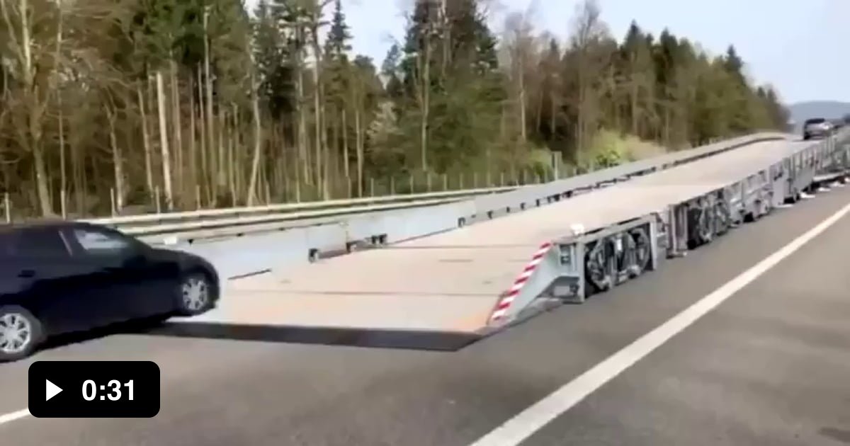 In Switzerland, mobile overpass bridges are used to carry out road work ...