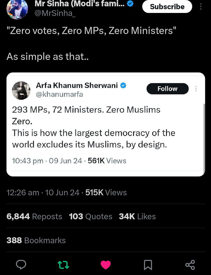 Zero representation for the peacefuls within Modi's govt. Unapologetic ...